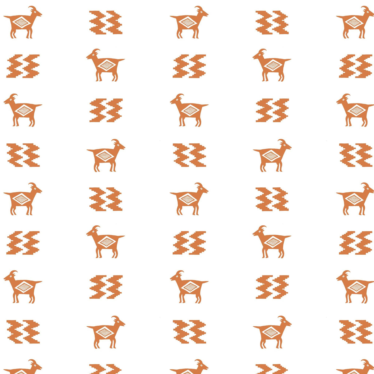 Orange Goat Stripe Animal Print Printed Fabric by the Yard | Fabric on ...