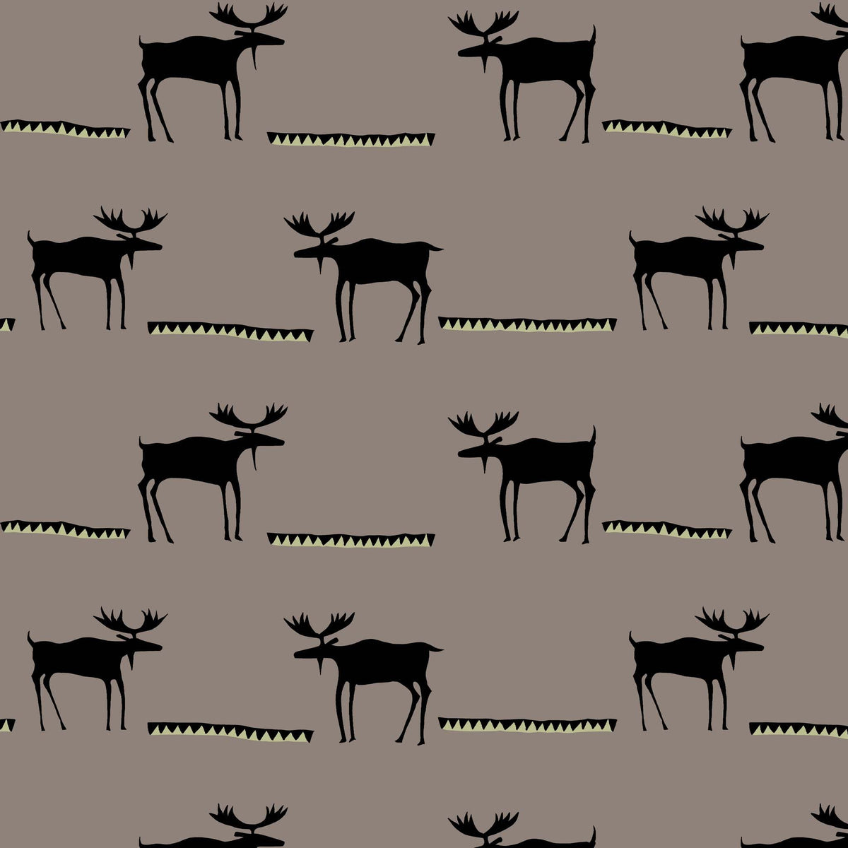 Woodsy Moose Animal Print Printed Fabric by the Yard | Fabric on Demand