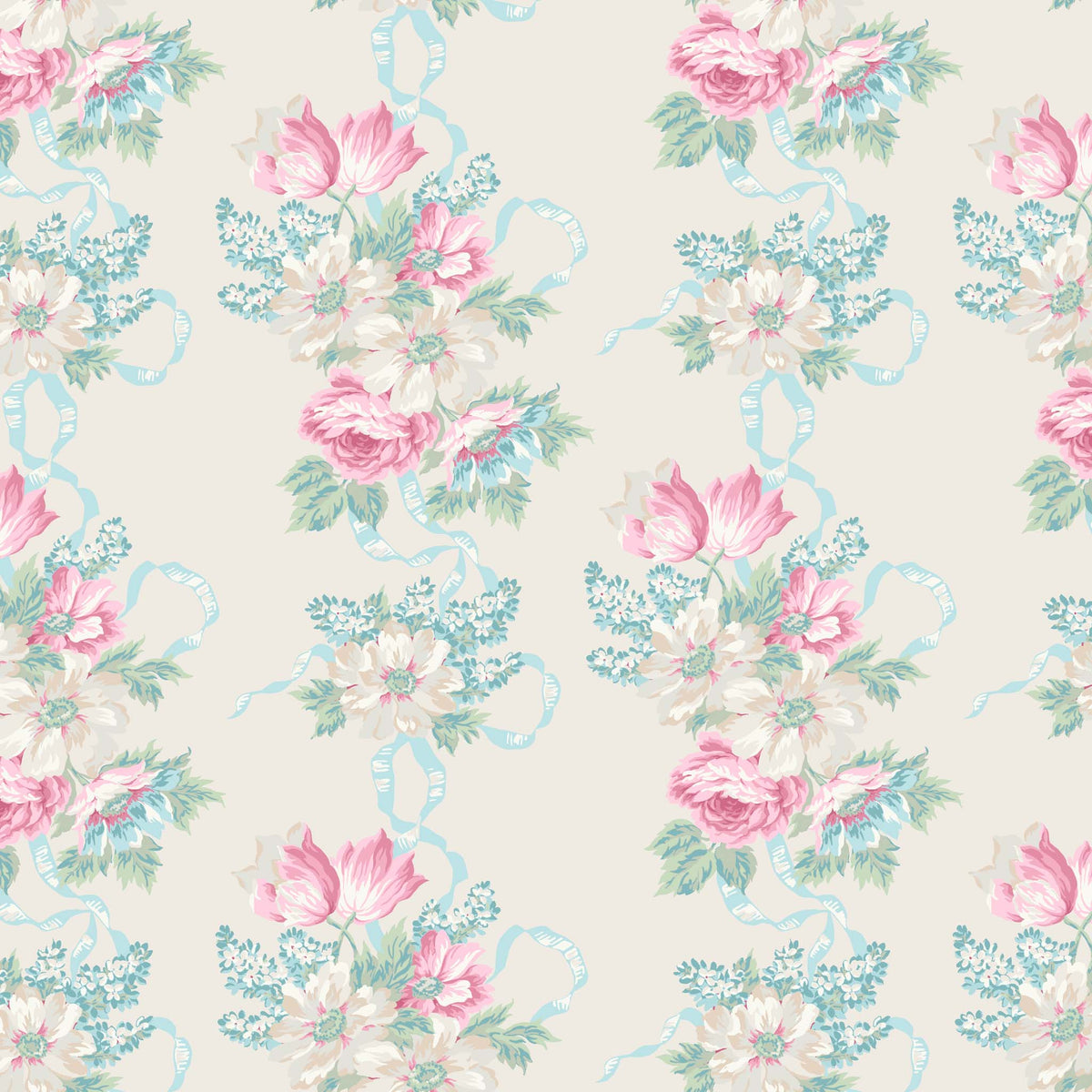 Traditional Muted Floral Printed Fabric by the Yard | Fabric on Demand