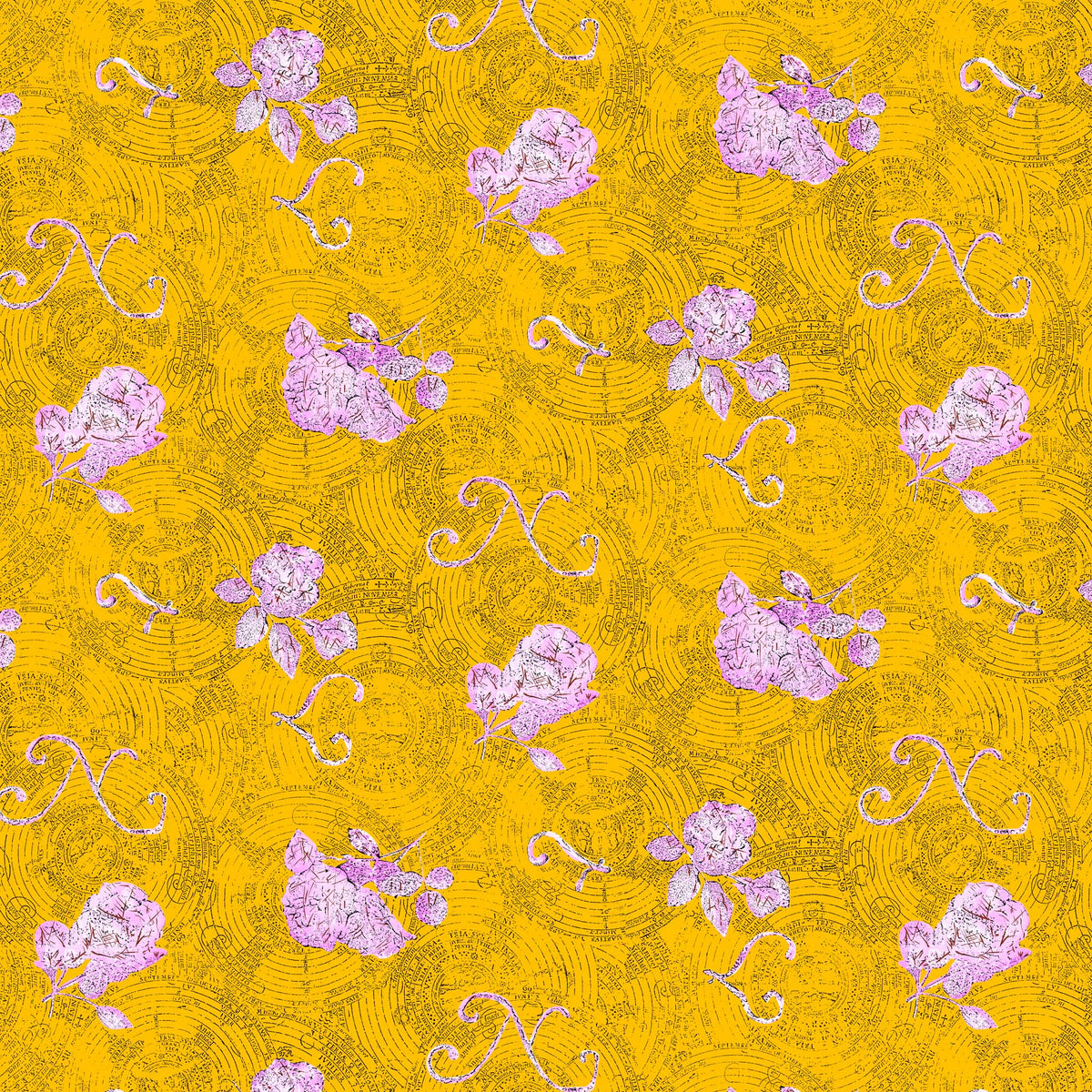 Abstract Scroll Floral Printed Fabric by the Yard | Fabric on Demand