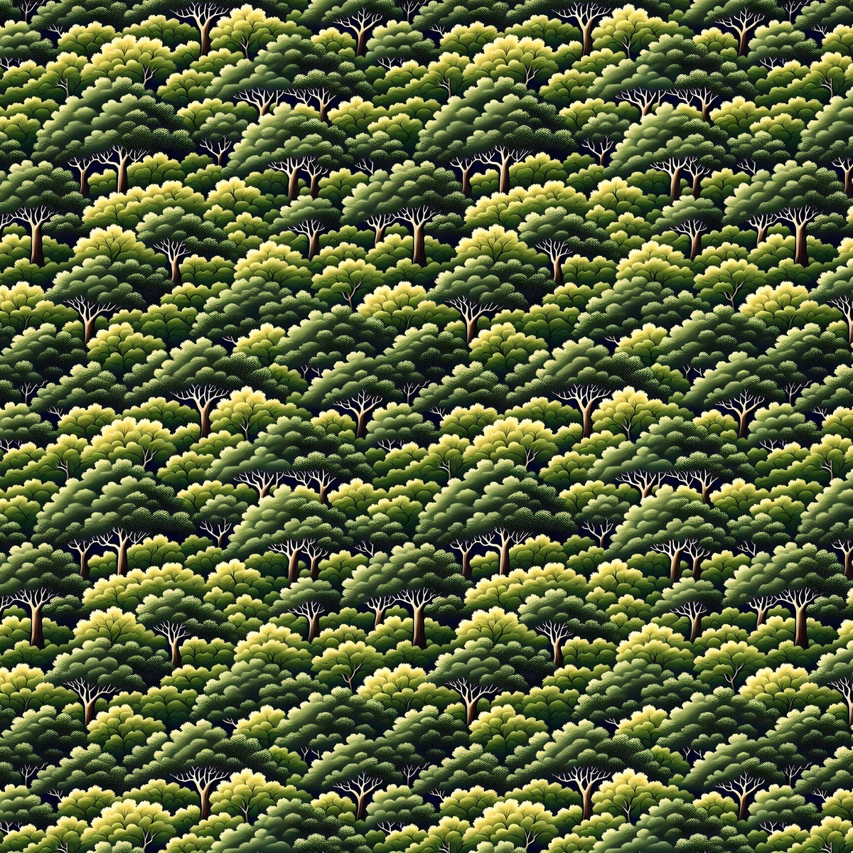 Packed Bonsai Floral Printed Fabric by the Yard | Fabric on Demand