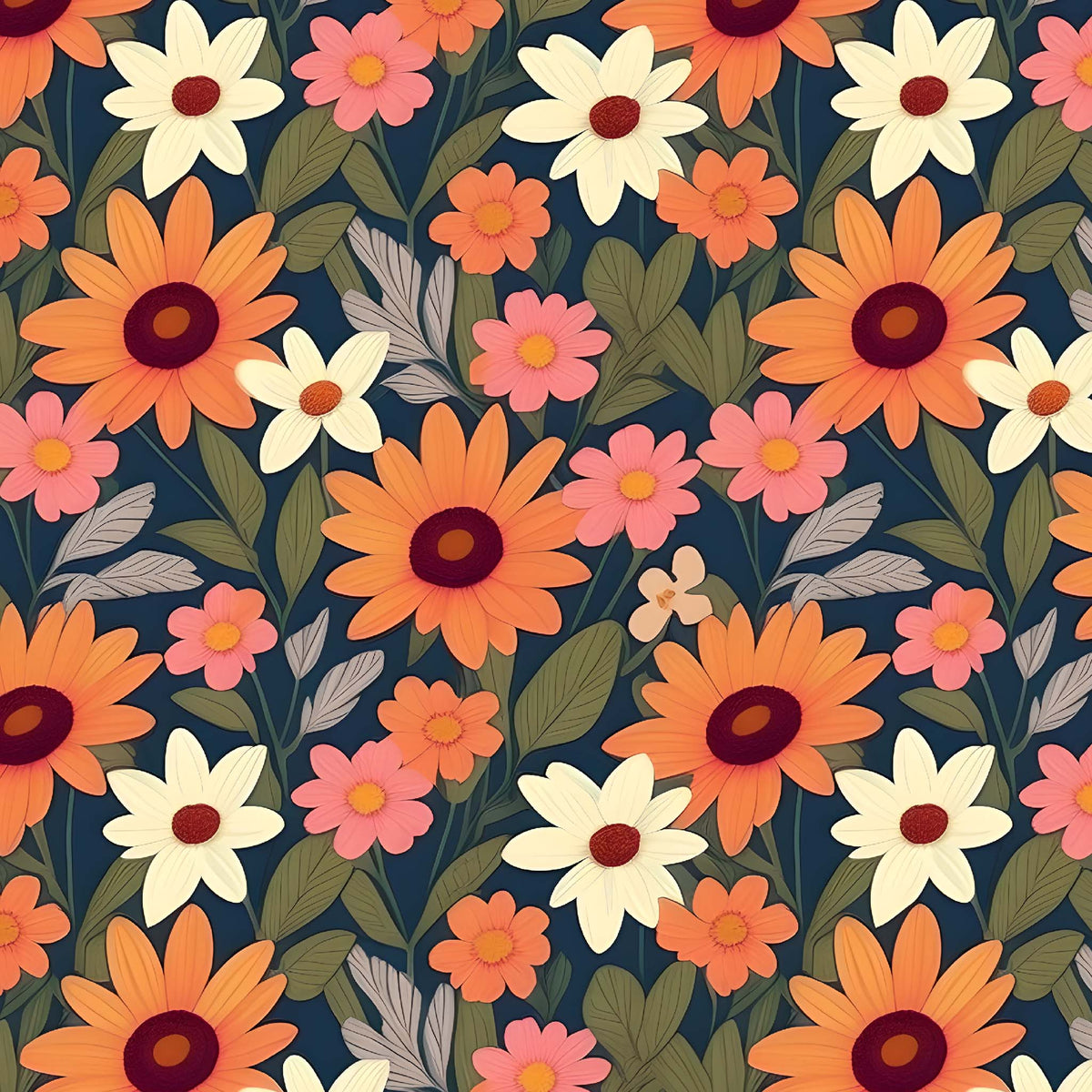 Boho Packed Floral Printed Fabric by the Yard | Fabric on Demand