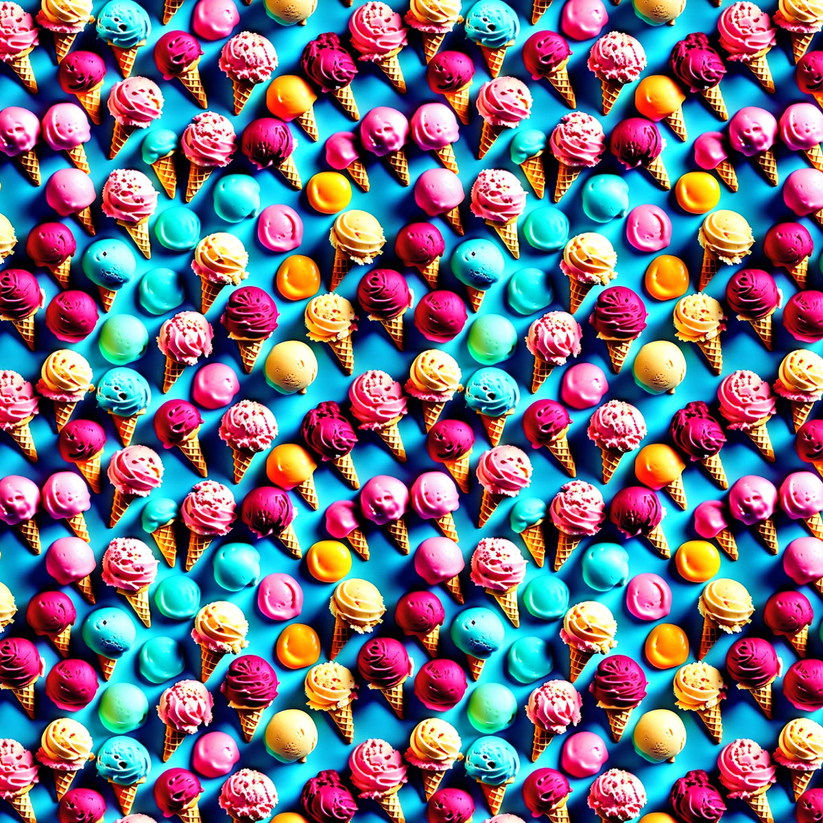 Ice Cream Posterized Printed Fabric by the Yard | Fabric on Demand