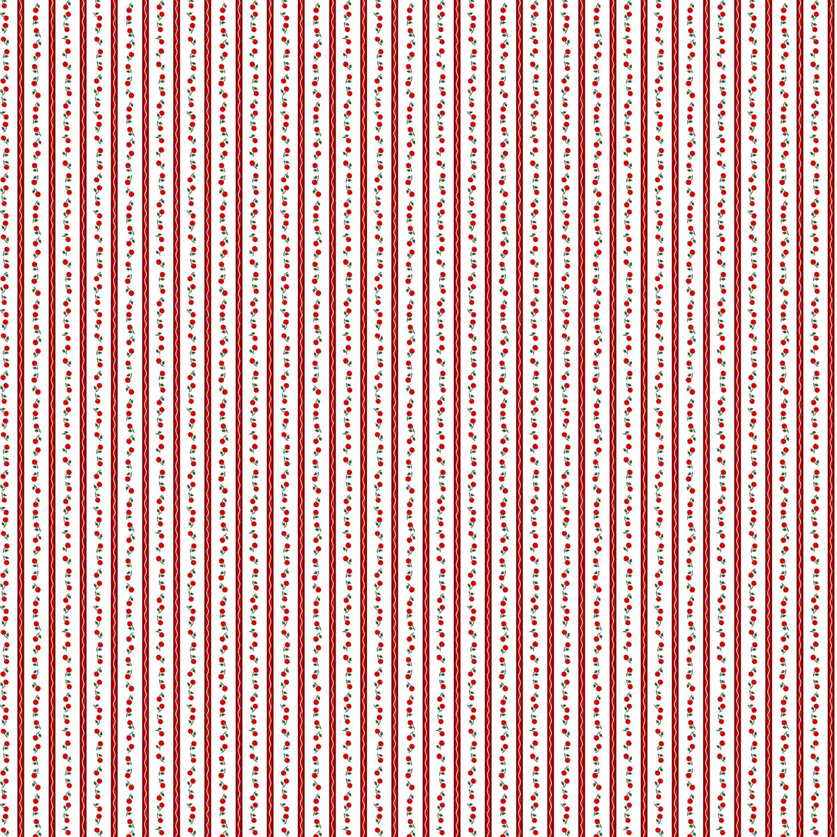 Cherry Stripes Printed Fabric by the Yard | Fabric on Demand