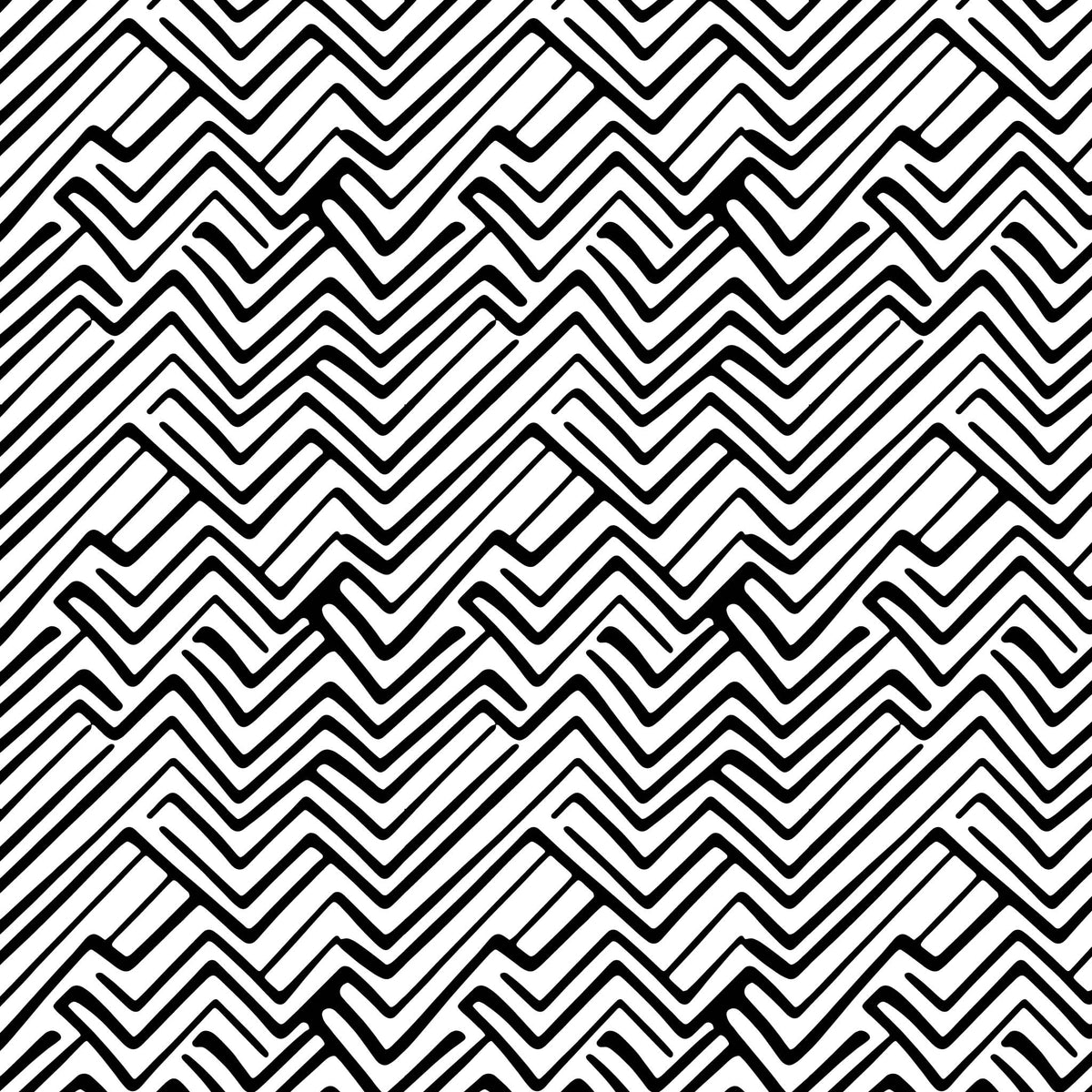 Black and White Wavy Chevron Design Printed Fabric by the Yard | Fabric ...