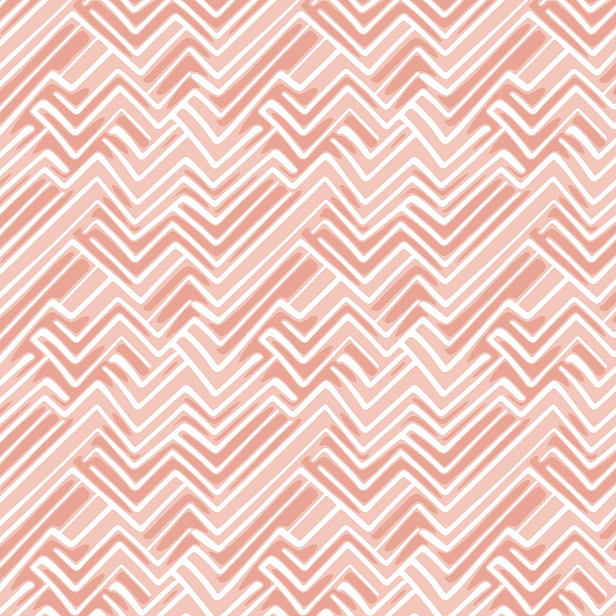 Coral Wavy Chevron Design Printed Fabric by the Yard | Fabric on Demand