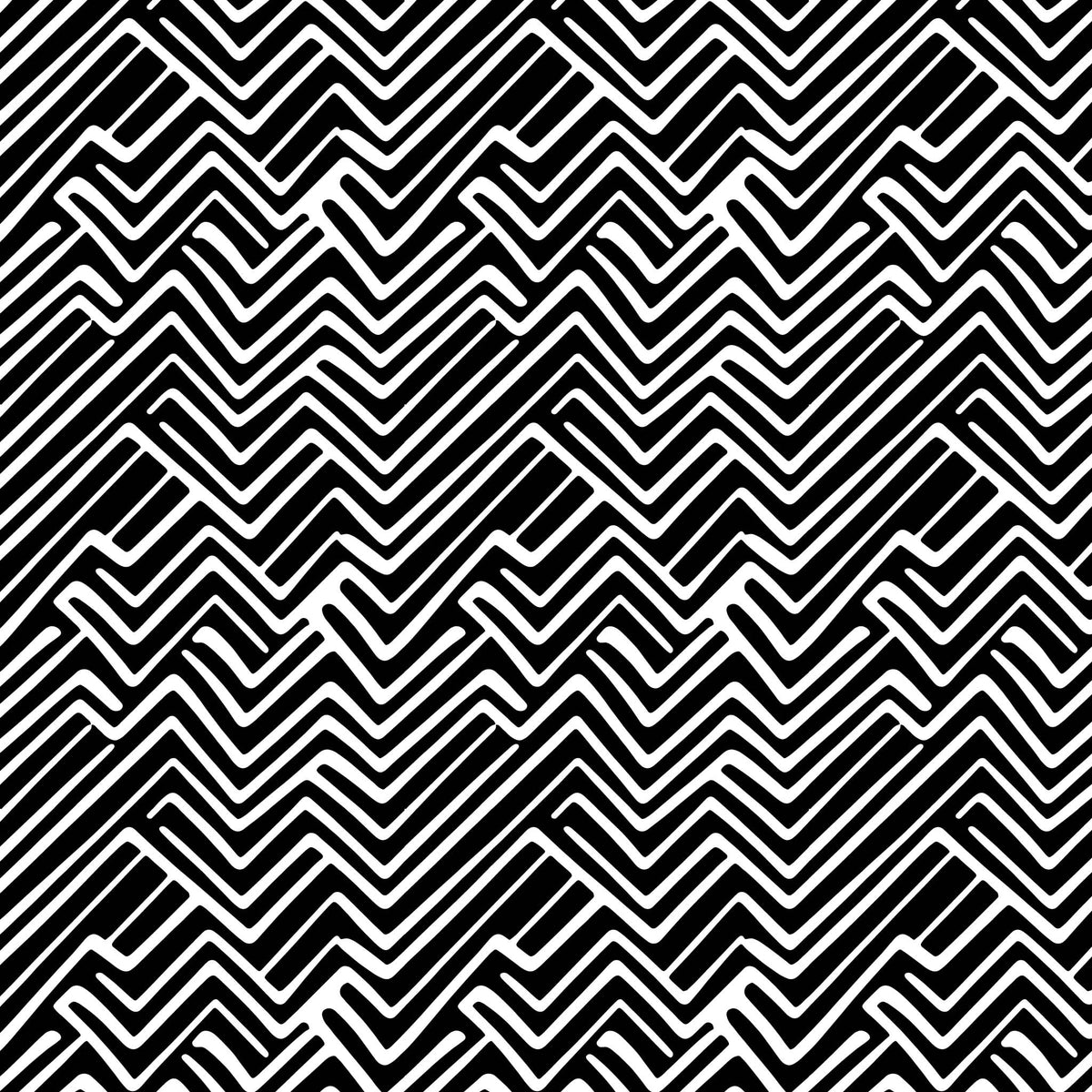 Black Wavy Chevron Design Printed Fabric by the Yard | Fabric on Demand
