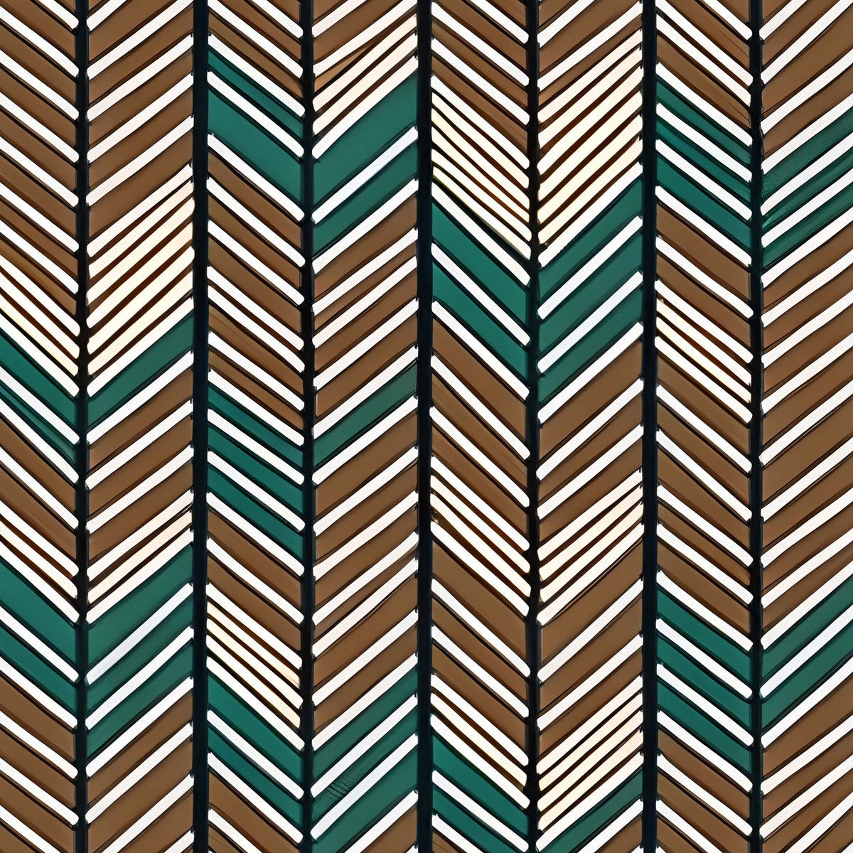 Brown And Teal Herringbone Design Printed Fabric by the Yard | Fabric ...