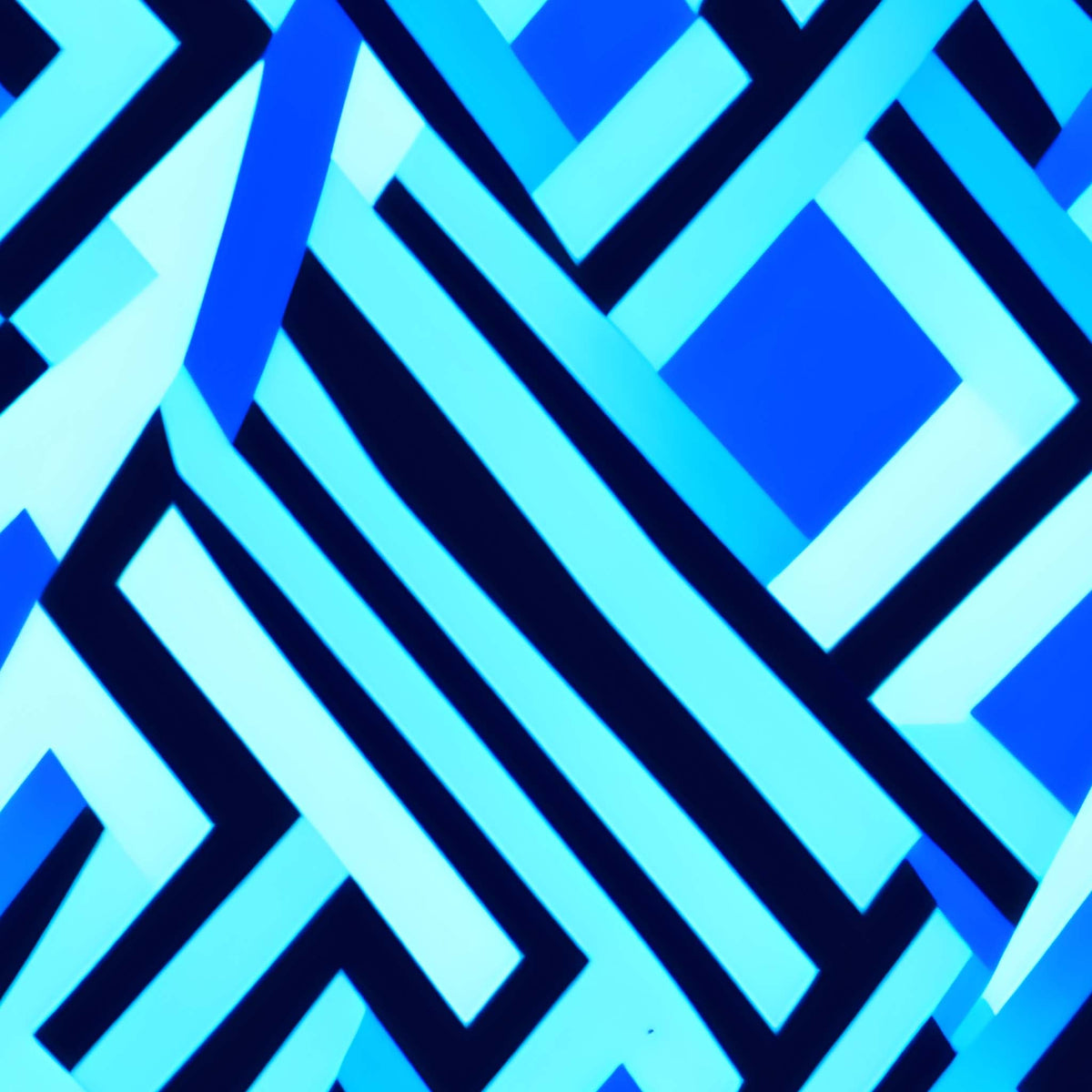 Aqua And Blue Geo Design Printed Fabric by the Yard | Fabric on Demand