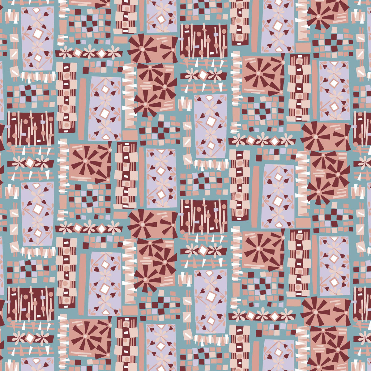 Shaded Garden Geo Design Printed Fabric by the Yard | Fabric on Demand