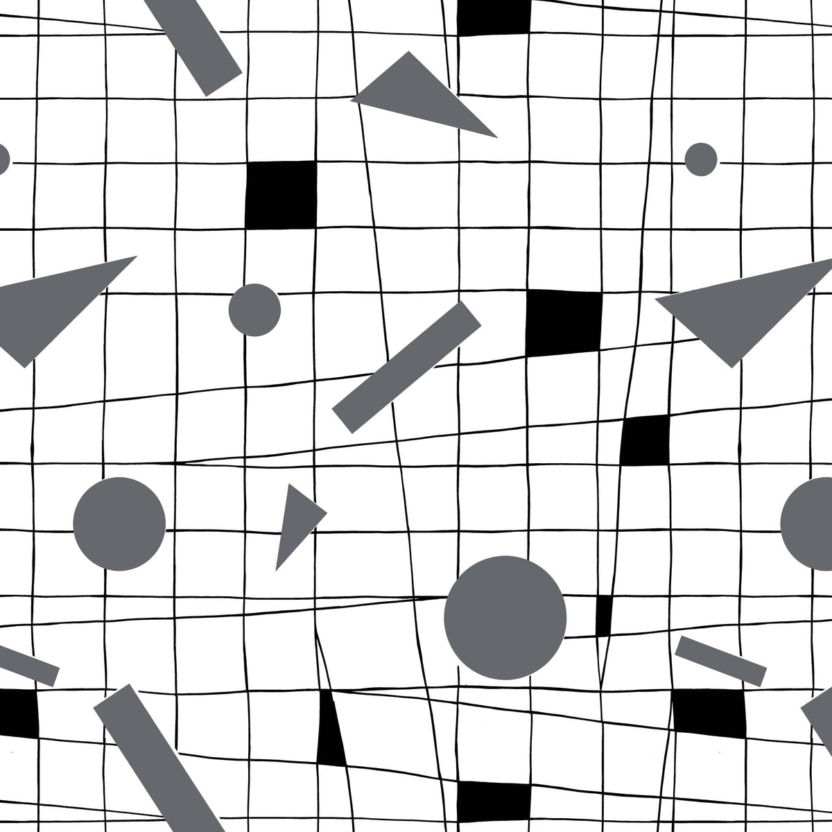 Gradient Shapes on Grid Design Printed Fabric by the Yard | Fabric on ...