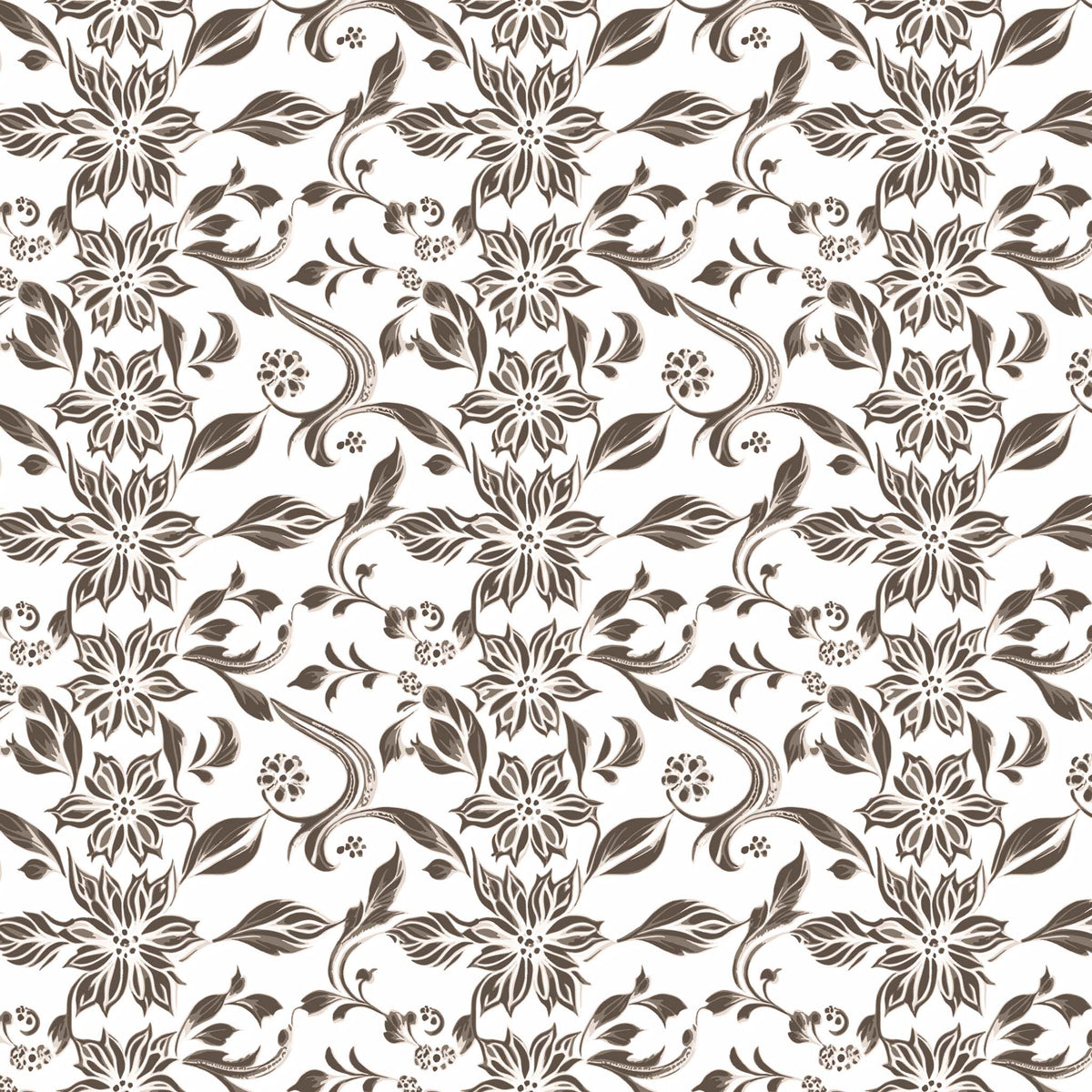 Natural Floral Scroll Printed Fabric by the Yard | Fabric on Demand