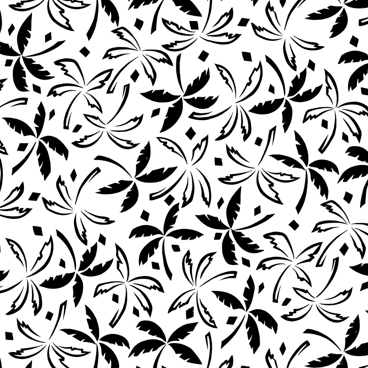 Funky Palm Tree Black and White Printed Fabric by the Yard | Fabric on ...
