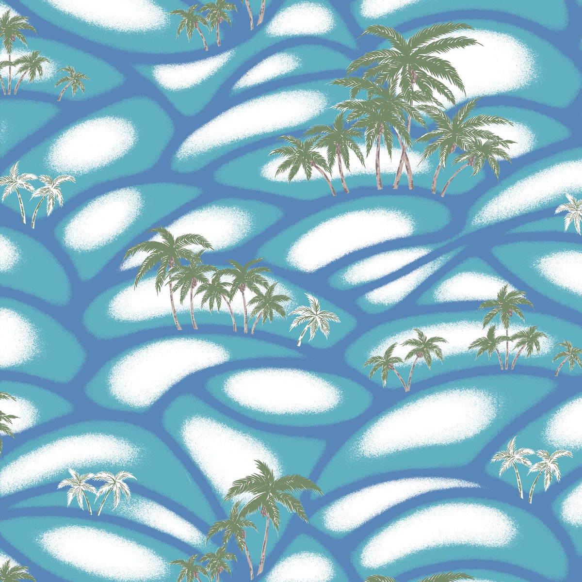 Airbrushed Tropical Island Printed Fabric by the Yard | Fabric on Demand