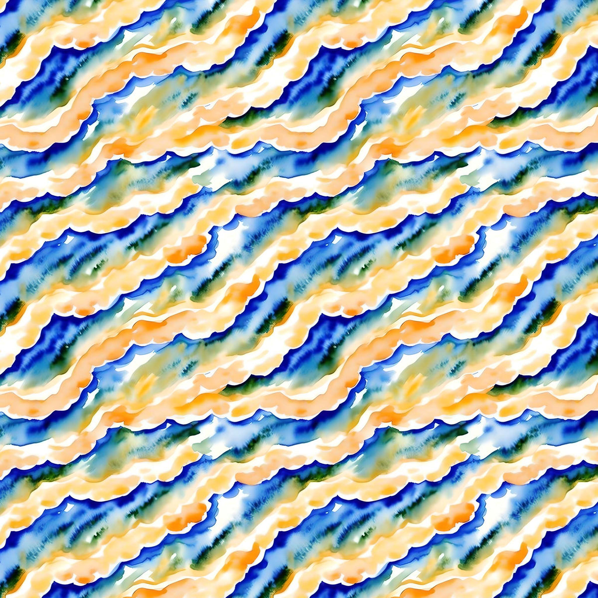 Watercolor Waves Printed Fabric by the Yard | Fabric on Demand