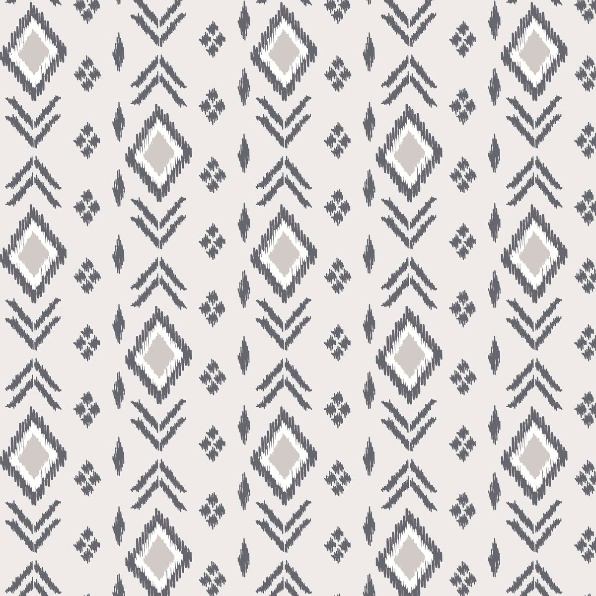 Beige Ikat Stripes Printed Fabric by the Yard | Fabric on Demand