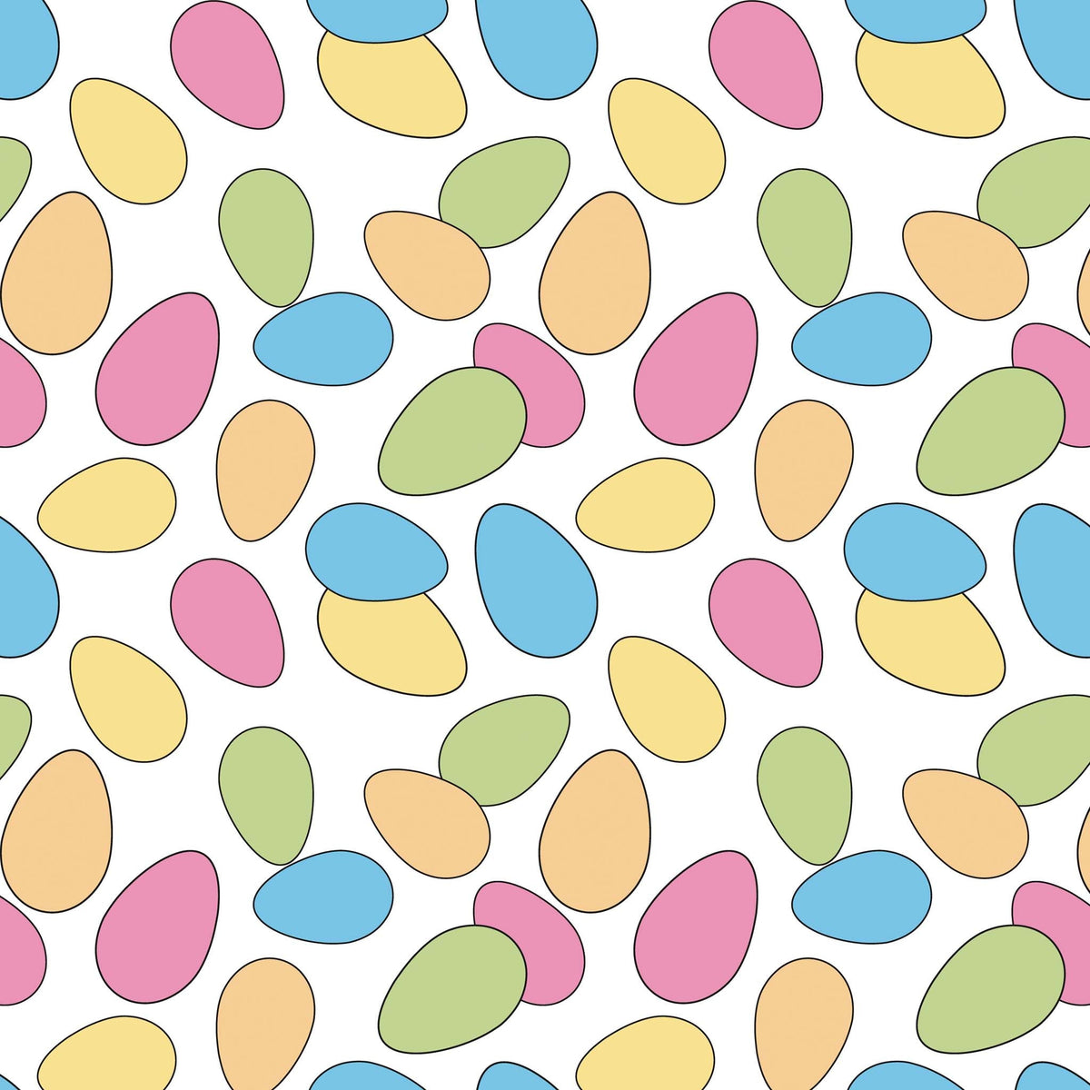Seasonal Pastel Easter Eggs Printed Fabric by the Yard | Fabric on Demand