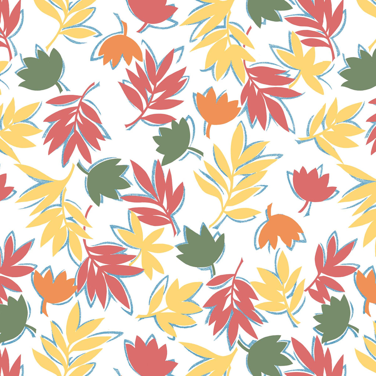 Seasonal Warm Fall Leaves Printed Fabric by the Yard | Fabric on Demand