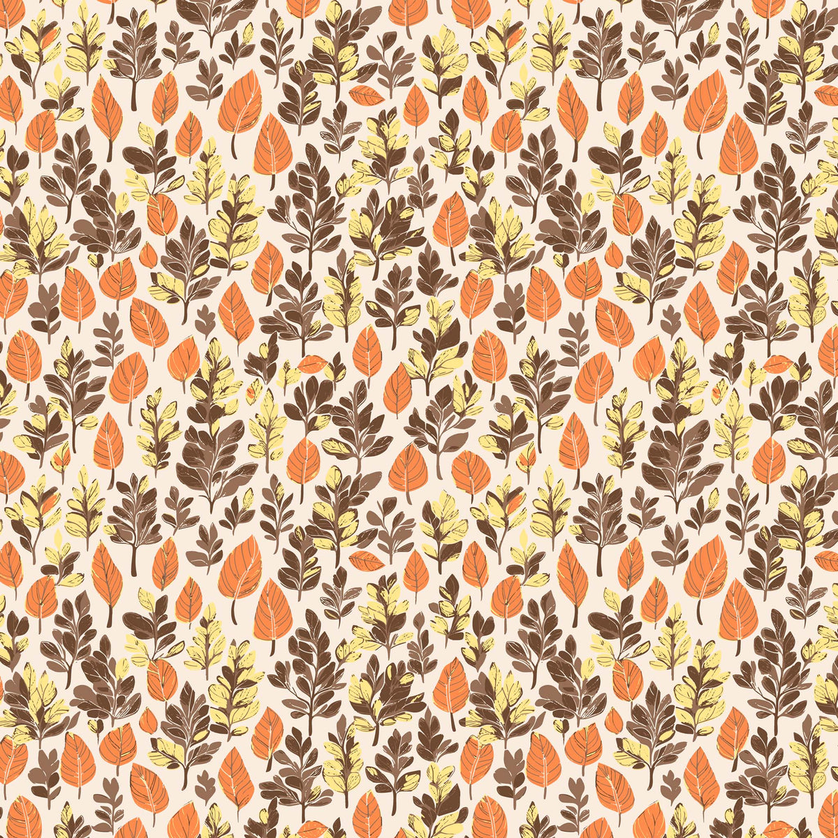 Seasonal Stamped Fall Leaves Printed Fabric by the Yard | Fabric on Demand
