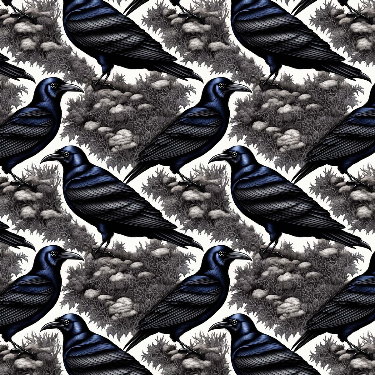 Seasonal Moody Crow Printed Fabric by the Yard | Fabric on Demand